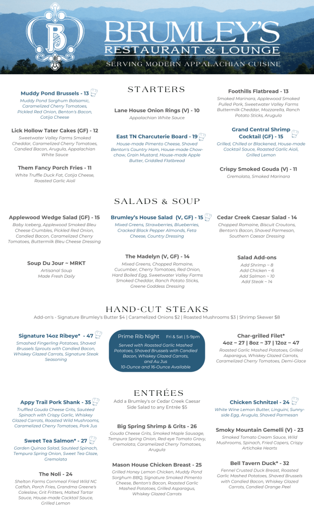 Menu – The General Morgan Inn and Conference Center