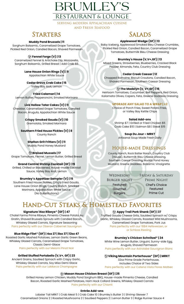 Menu – The General Morgan Inn and Conference Center
