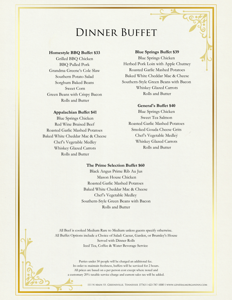 Event Menus – The General Morgan Inn and Conference Center