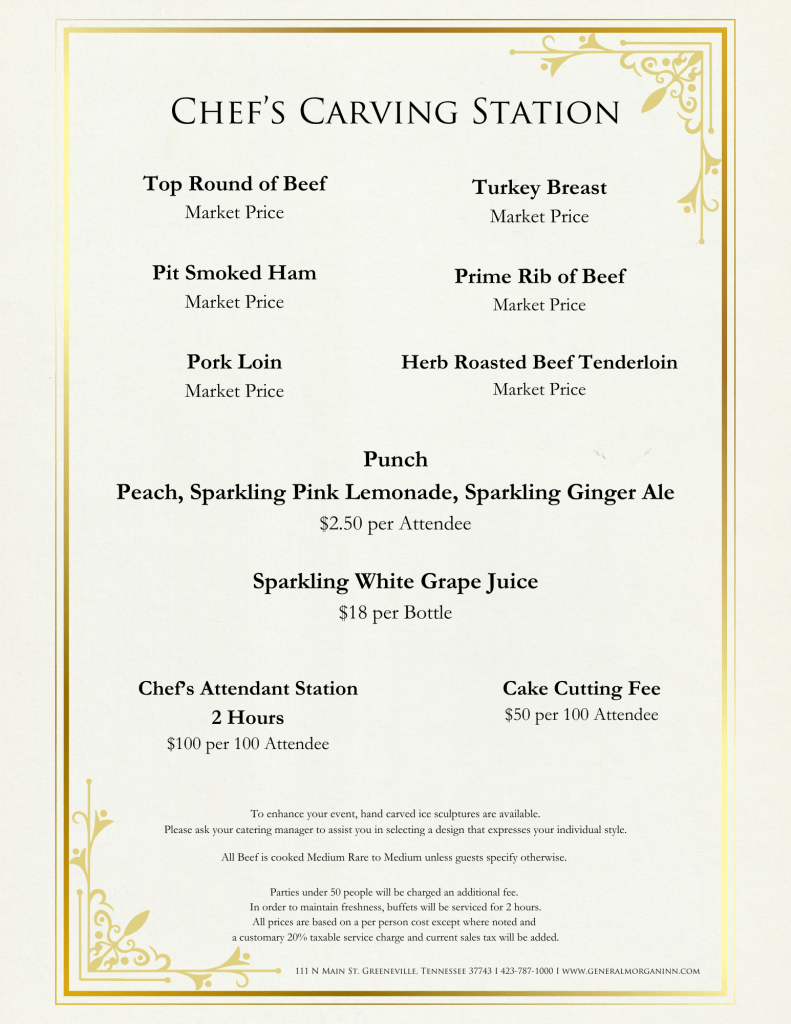 Event Menus – The General Morgan Inn and Conference Center