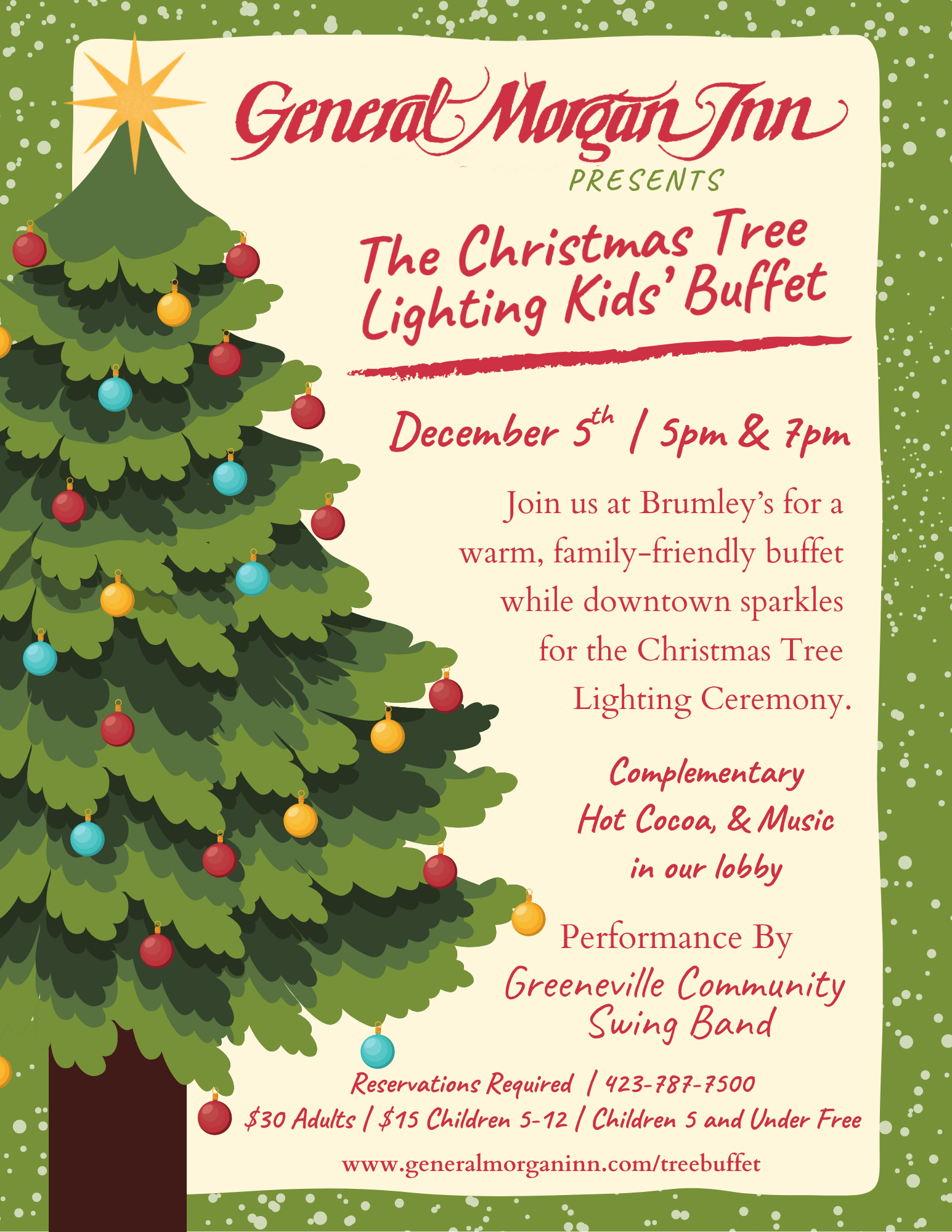 🎄 The Christmas Tree Lighting Kids’ Buffet at the General Morgan Inn ...
